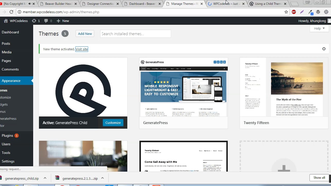 How to Install GeneratePress Theme and Child Theme - YouTube
