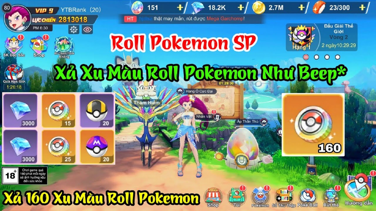 Mega Đại Chiến - Xả 160 Xu Màu Roll Pokemon SP Test Nhân Phẩm & Cái Kết ...