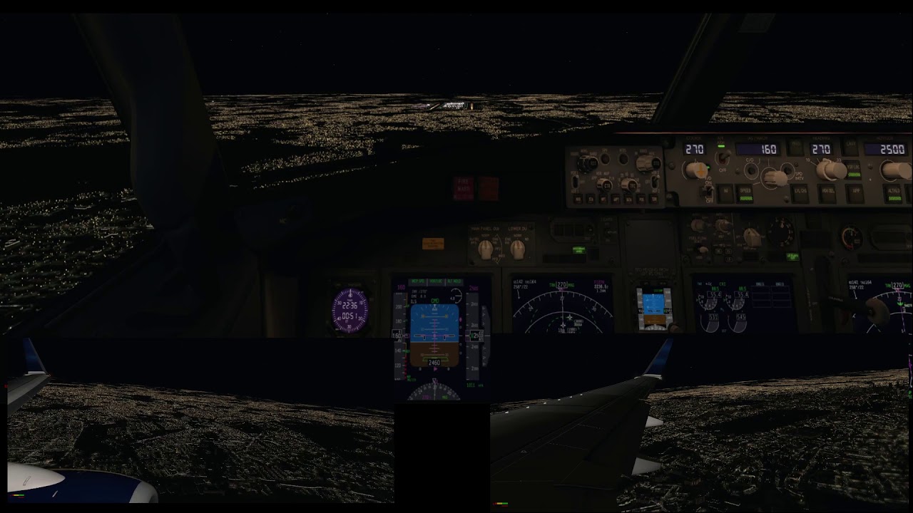 XP11 Night approach and landing Heathrow (split screen views) - YouTube