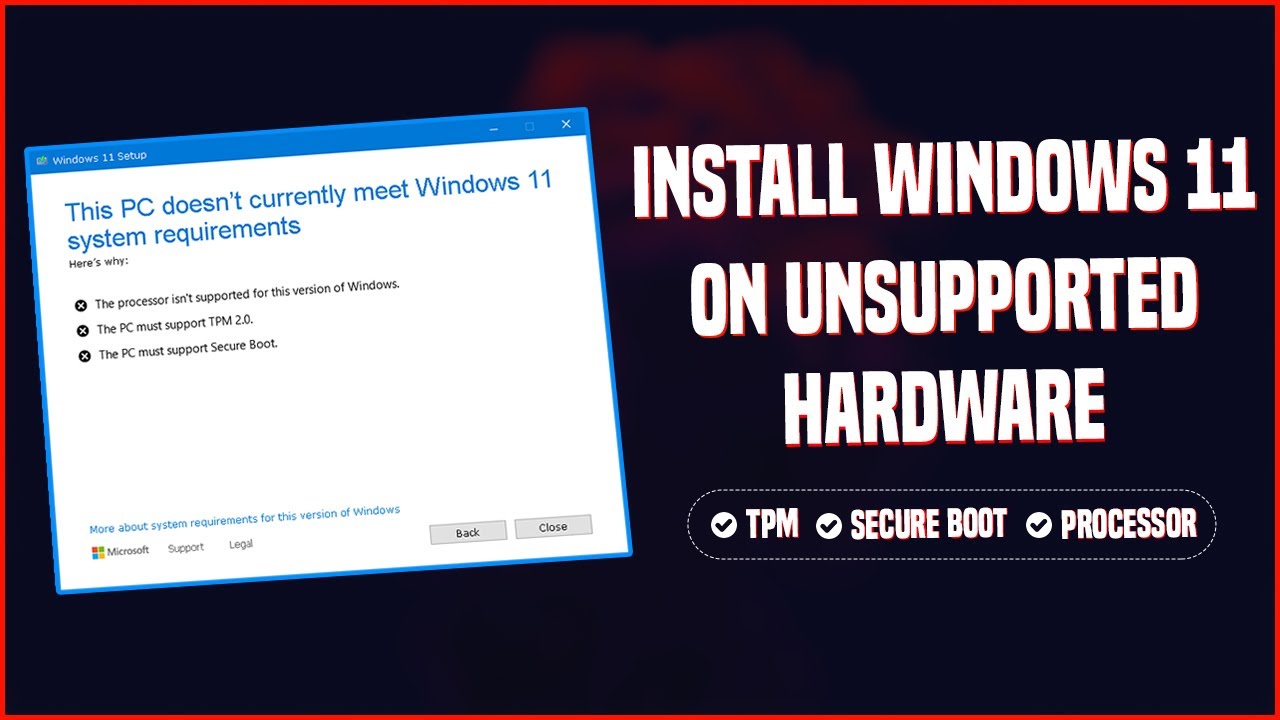 How to Install Windows 11 on Unsupported Hardware | Skip TPM & Secure ...