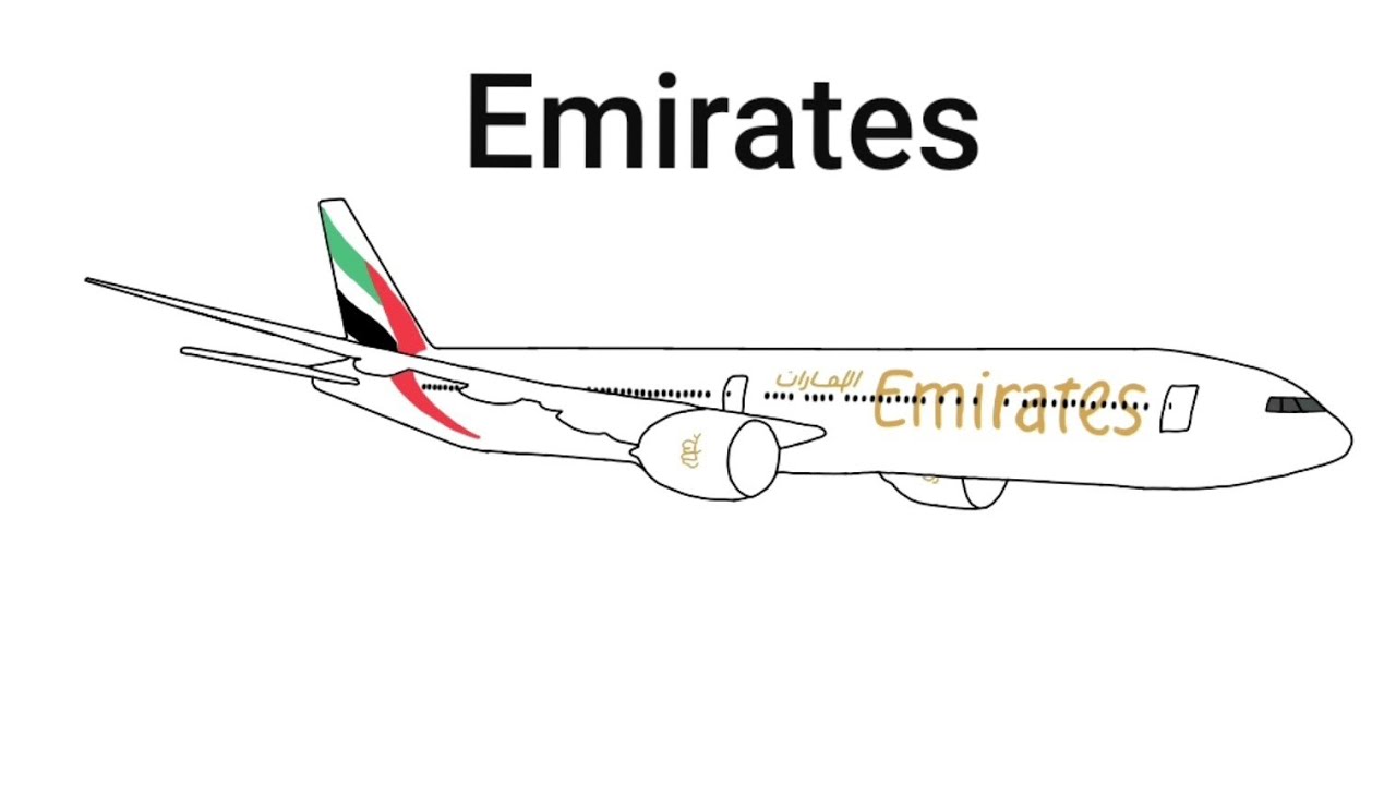 Menggambar pesawat Emirates - YouTube