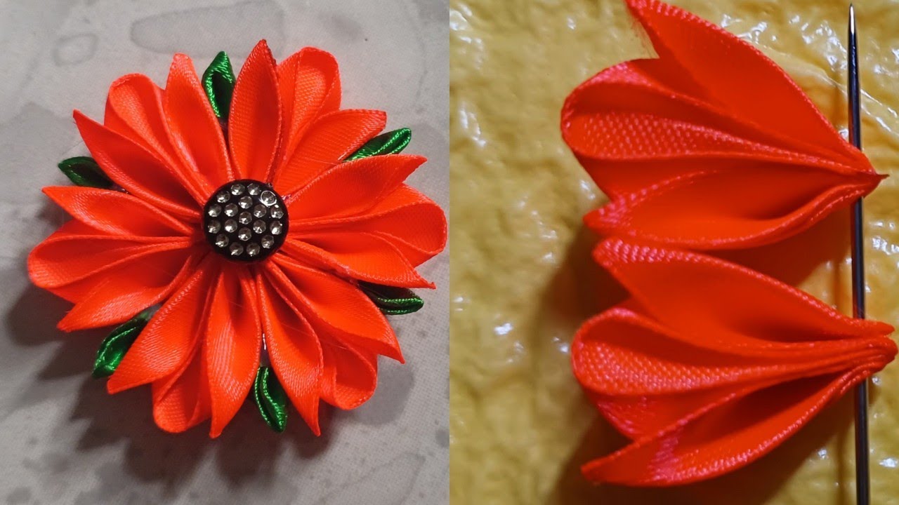 beautiful ribbon flowers - YouTube