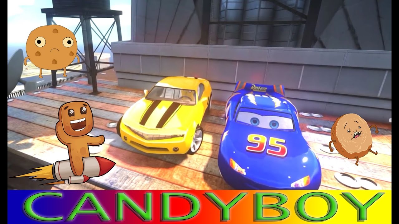 ADVENTURE TIME FINN & JAKE driving Lightning McQueen Cars! Custom Blue ...