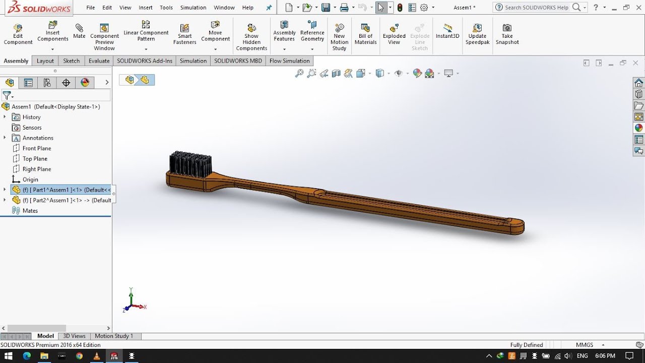 Design of Tooth Brush in SolidWorks || SolidWorks 2016 || @CADCAECFD ...