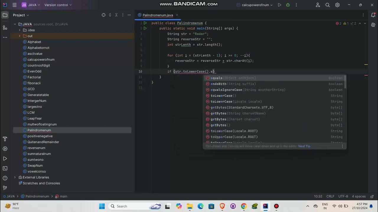 Java Program to Check Palindrome || Palindrom #java #programming #coding #javaprogramming #short ...