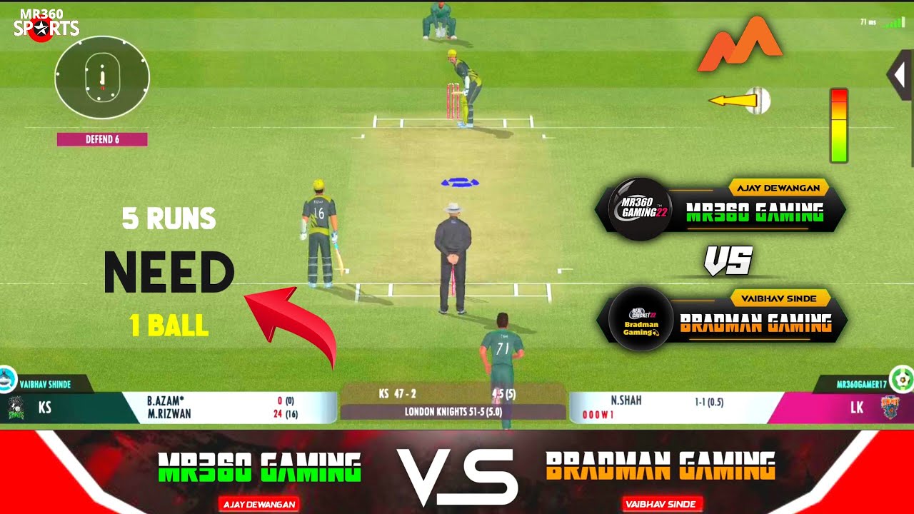 Last Over Thriller Bradman Gaming vs Mr360 Gaming Bating/Bowling Tips # ...