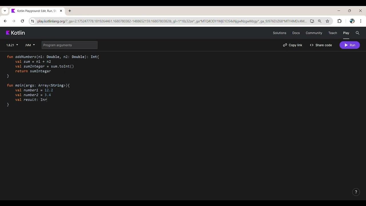 Kotlin (Programming Language) Project 33: 'Two Numbers Using Function' Created by Trishanth ...