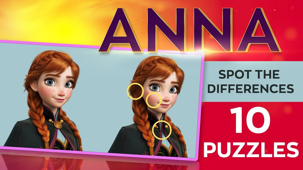 Spot the Difference Puzzle Game for Kids! | Disney's Frozen: Anna's Adventure | Kids Mind Games ...