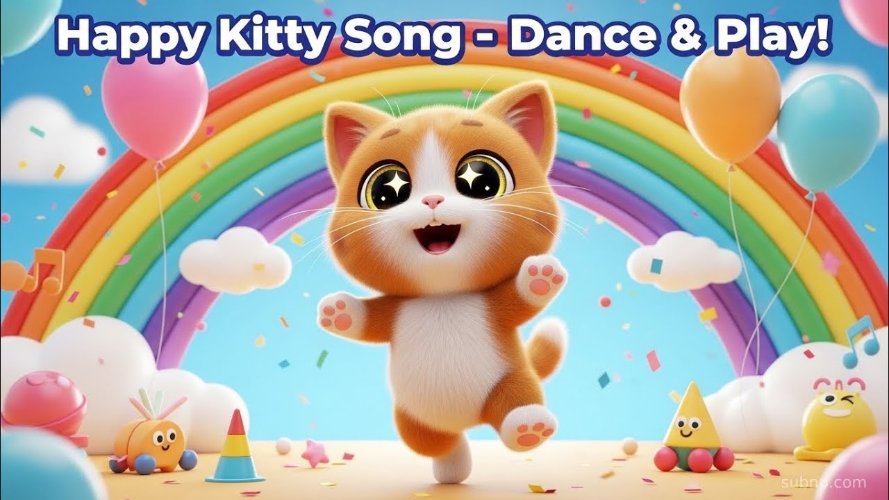 "Happy Kitty Song 🐱 |Cute Cat Dance & Play. Kids Nursery Rhyme Fun ...