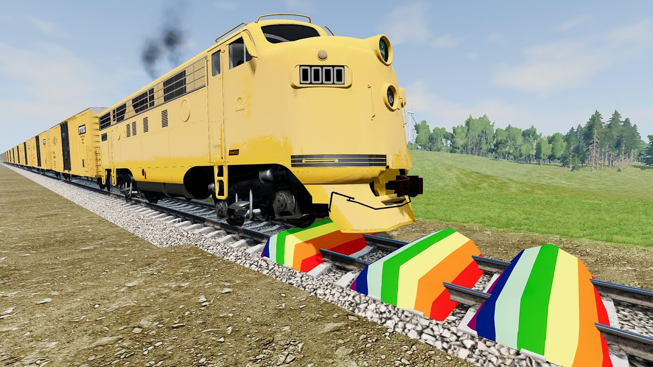 Trains Vs Speed Bumps #13 - Beamng.Drive - YouTube