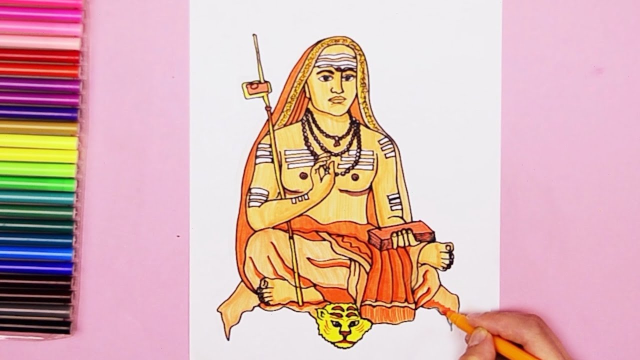 How to draw Adi Shankaracharya - YouTube
