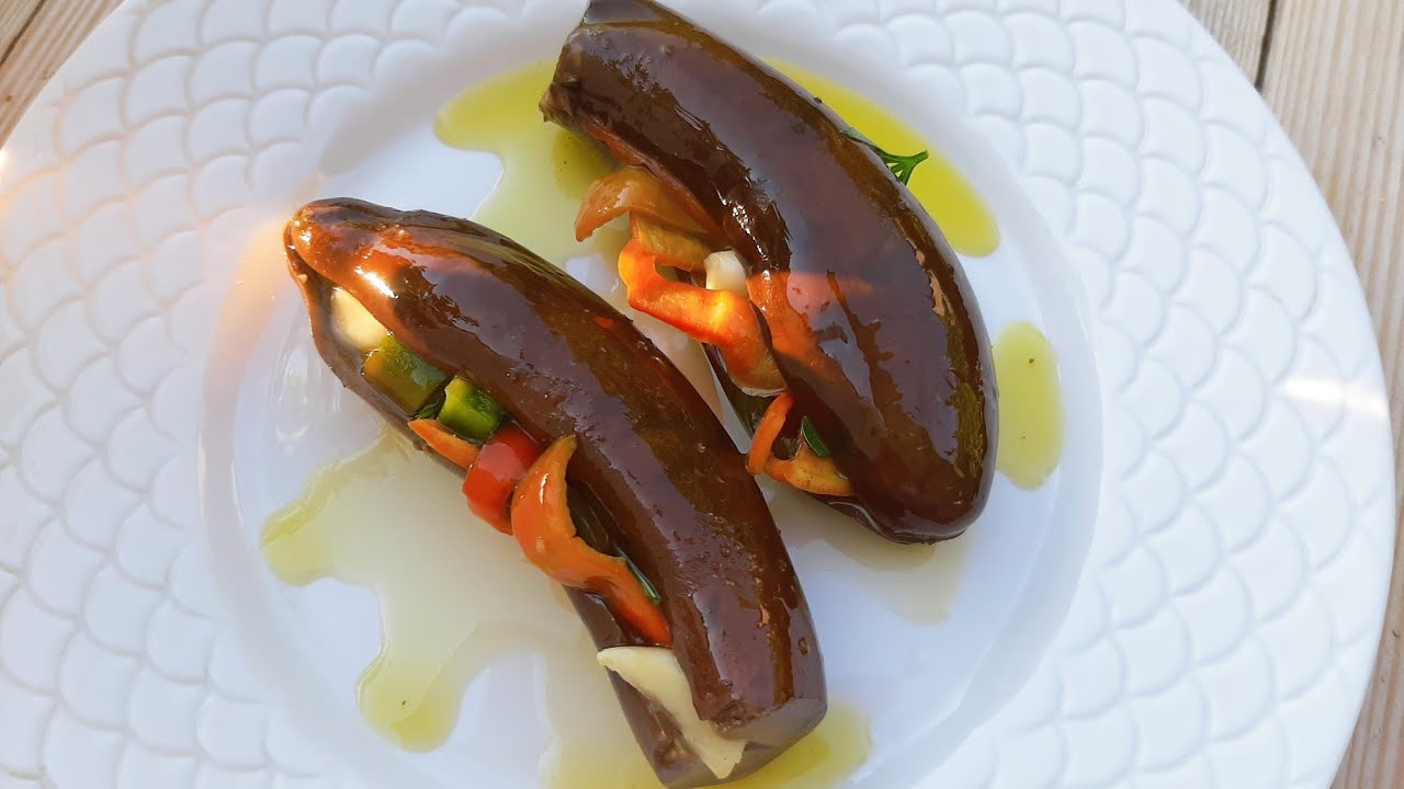 Turshi me patellxhan te mbushur || Stuffed pickled eggplants - YouTube