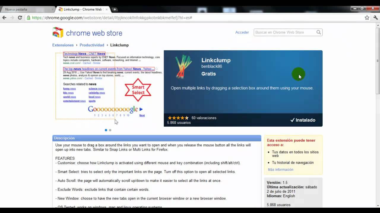 Instalación y uso de la extensión linkclump - YouTube