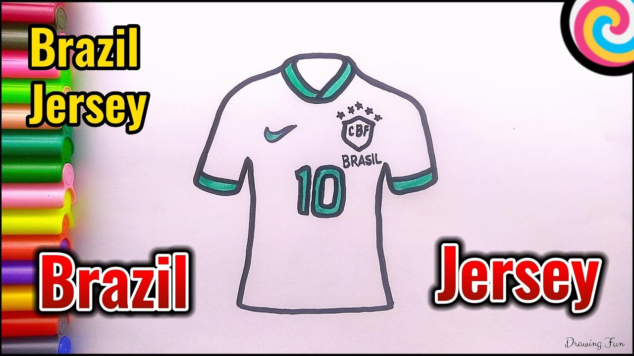 How to draw brazil jersey | Drawing brazil Football team jersey for ...