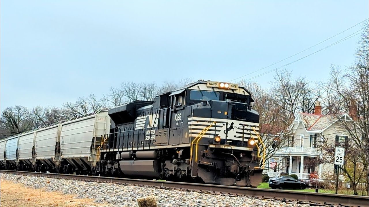 Northbound NS covered hoppers on track one - YouTube