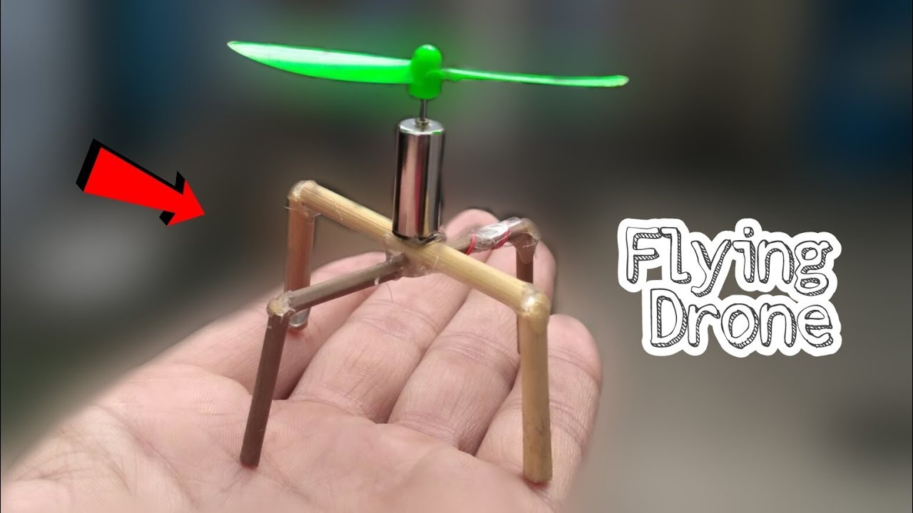 Homemade flying helicopter drone with dc motor - Flying helicopter toy ...