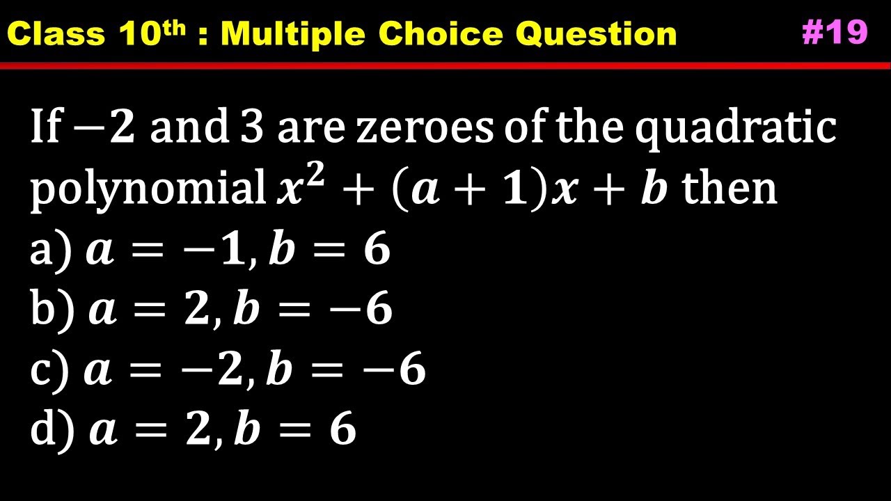MCQ 19 | Multiple choice question Class 10 Polynomials - YouTube