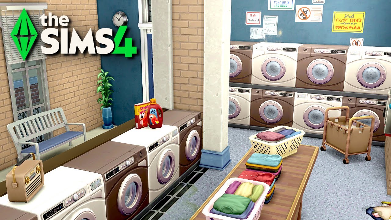 building a realistic laundromat in The Sims 4 - YouTube