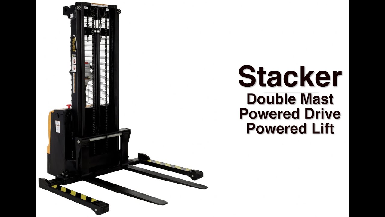 S Double Mast Stackers with Powered Drive and Powered Lift - YouTube