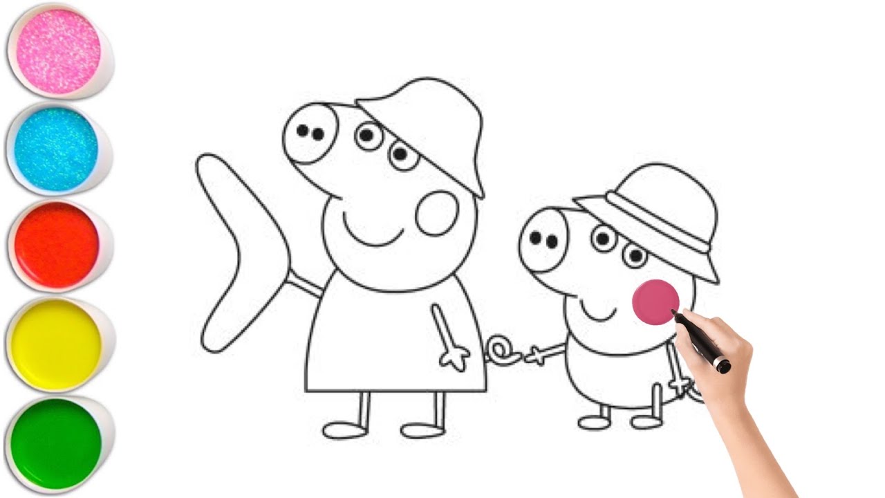 How to draw Peppa pig, George pig for Kids & Toddlers | Peppa Drawing ...
