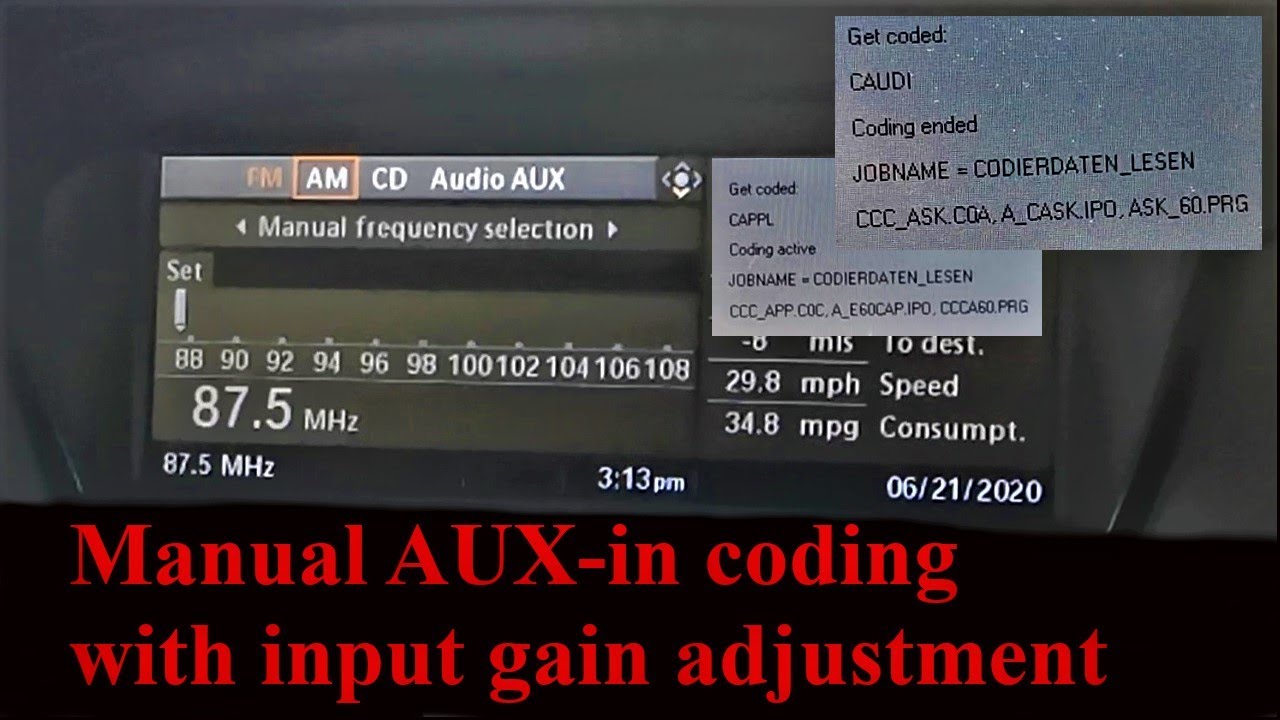 Manual Aux in coding for E60 CCC(iDrive) with Input gain adjustment ...