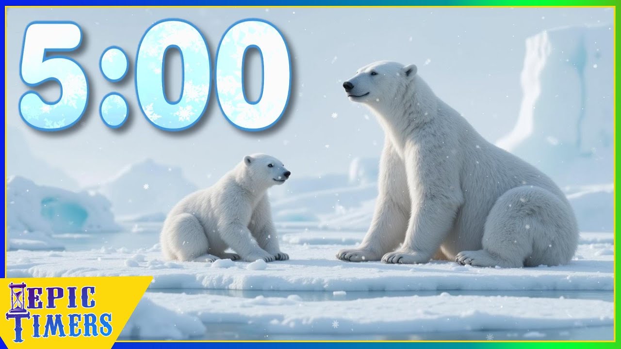 5 Minute Music timer with Polar Bears on Ice! - YouTube