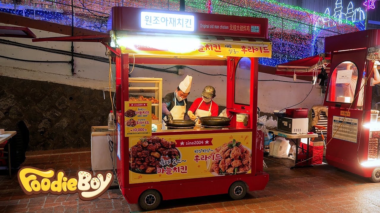 Korean Night Market Best Menu Fried Chicken & Fried Shrimps - YouTube