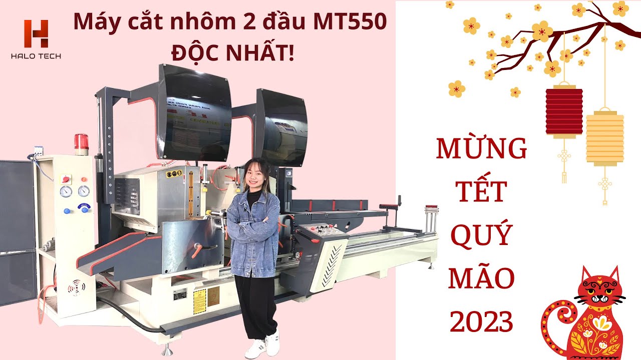 Máy cắt nhôm 2 đầu MT550 ĐỘC QUYỀN TẠI HALOTECH || 0585316316 - YouTube