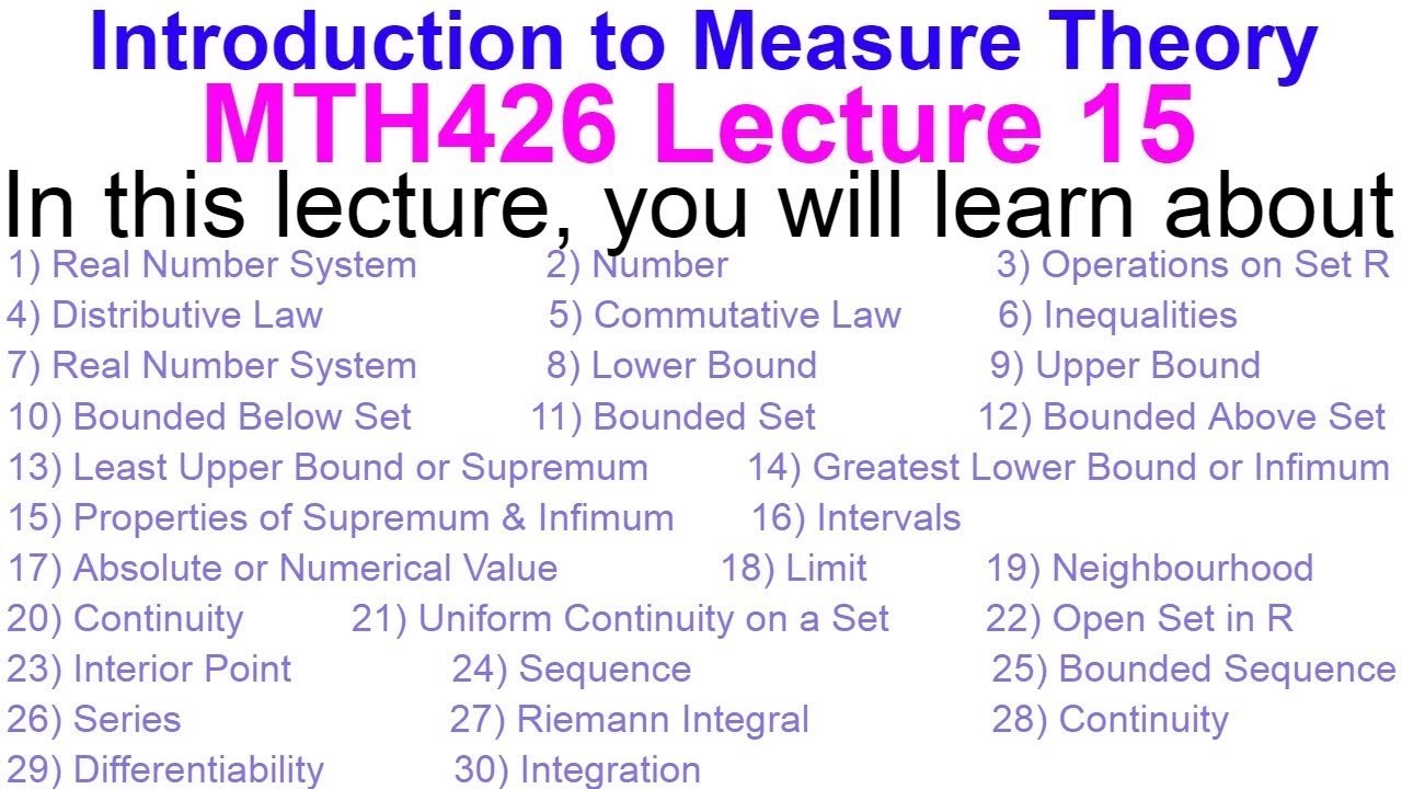 Introduction to Measure Theory | MTH426 Lecture 15 - YouTube