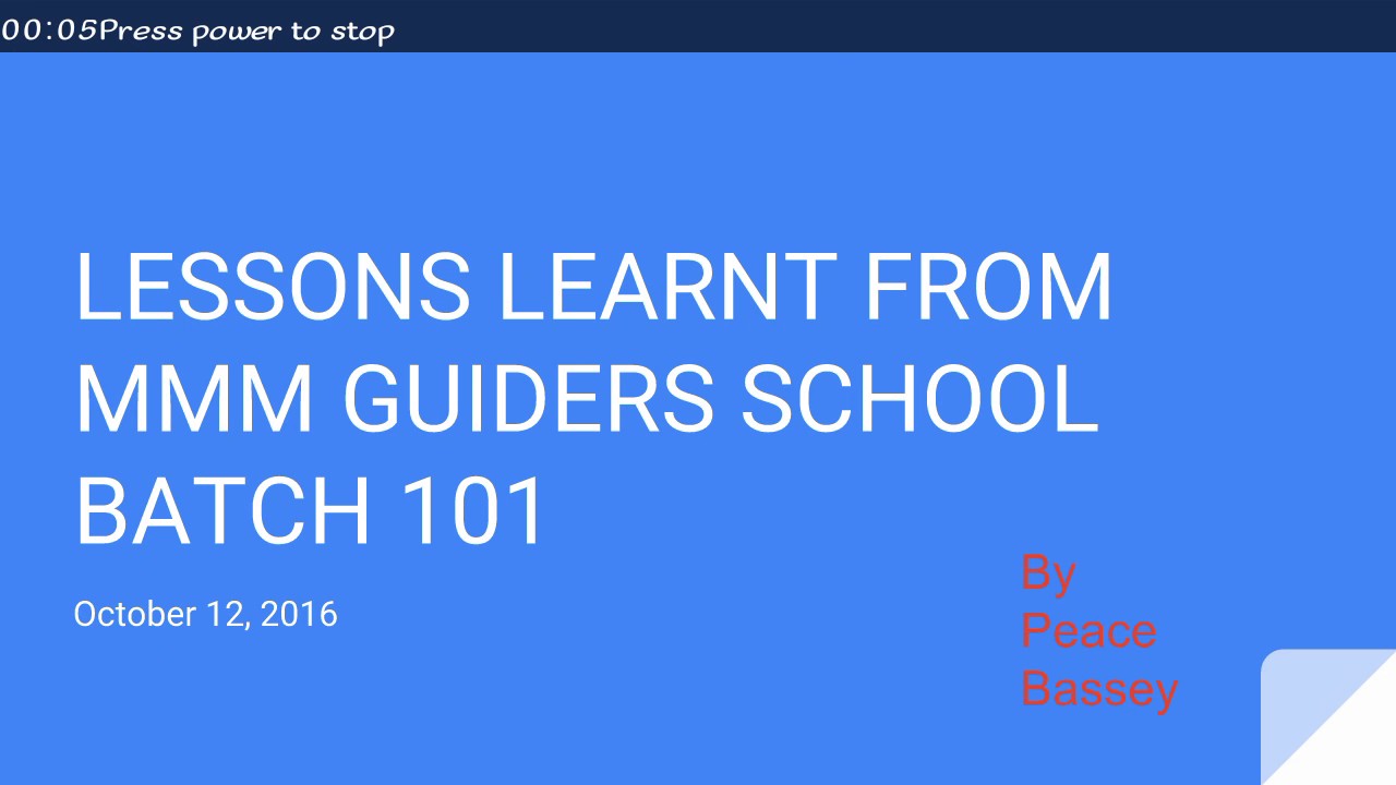 Batch 101 Guiders School Feedback Video by Peace Bassey - YouTube