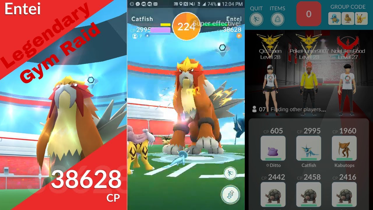 Pokemon Go Legendary Gym Raid Lv.5 Entei V.s 7 Players! - YouTube