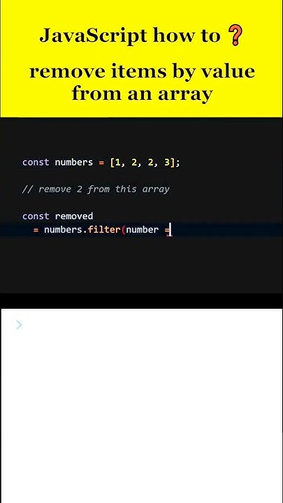 How To Remove Items By Value From An Array In Javascript Shorts Javascript Youtube 3495