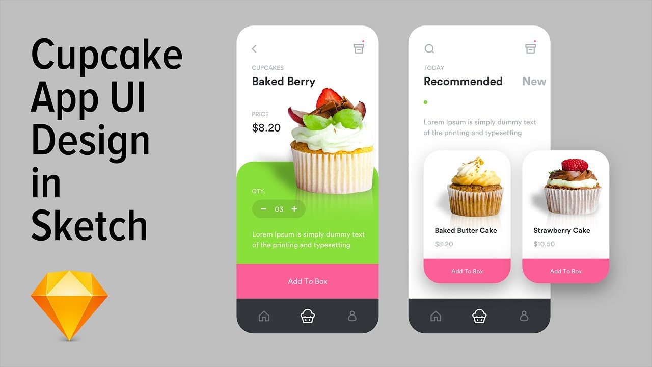 Cupcake Mobile App Design in Sketch App - YouTube