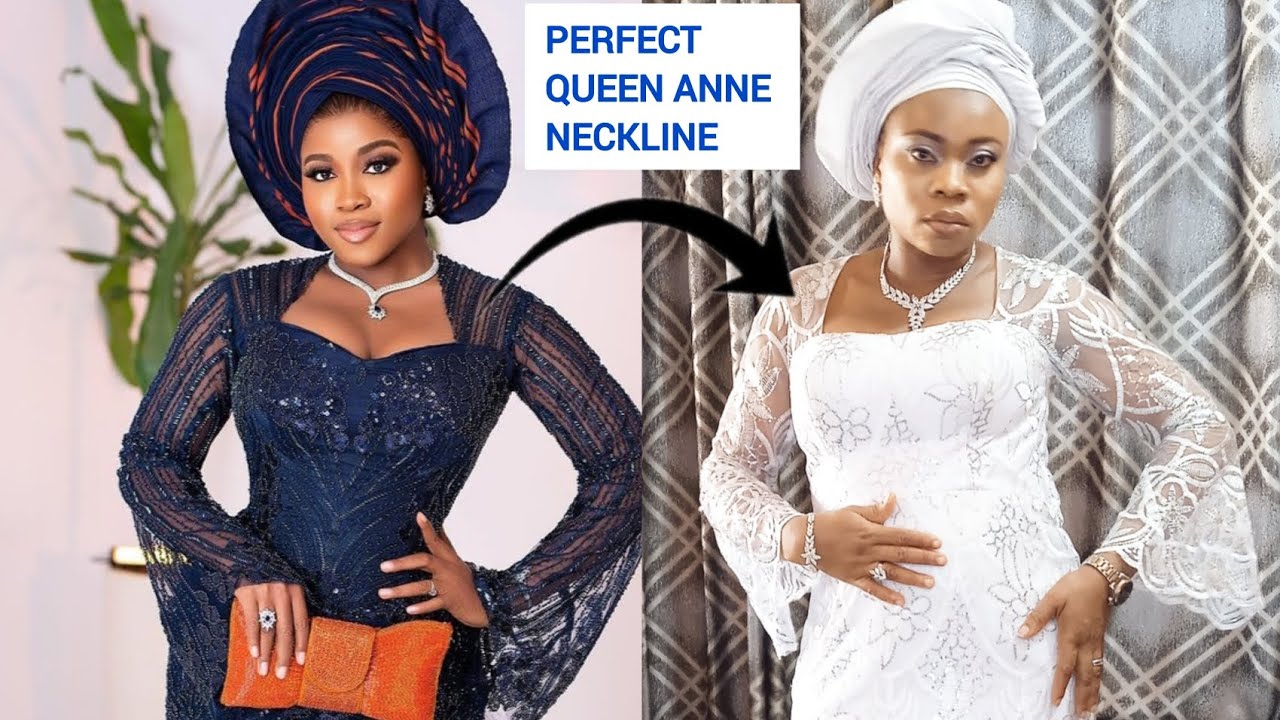 How To Cut and Sew a Queen Anne Neckline Dress With Bustier (Perfect ...