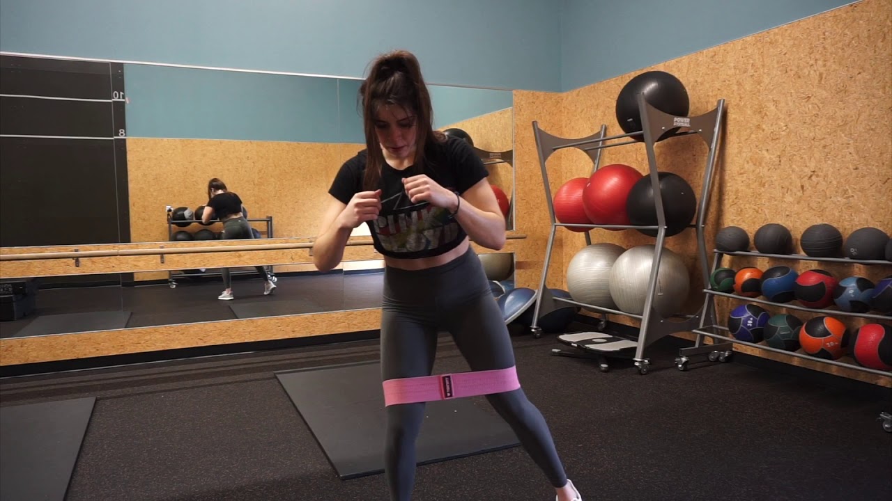 banded standing 3 way kickbacks - YouTube