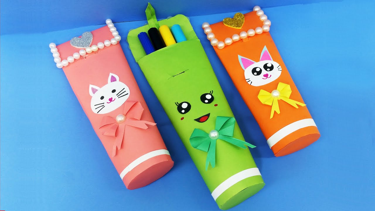 How to make a paper pencil box | DIY Origami Pencil Box Idea | Paper ...