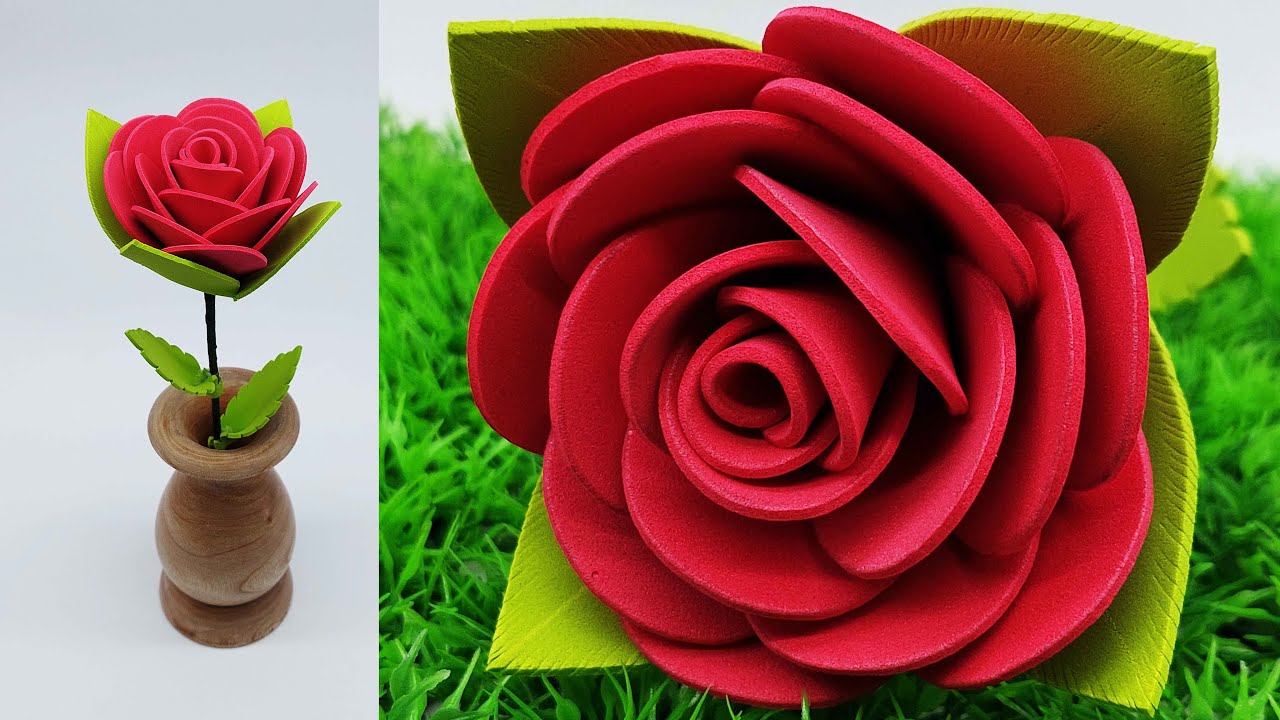 How To Make Foam Rose Flower | Handmade Foam Flower DIY Flower ...