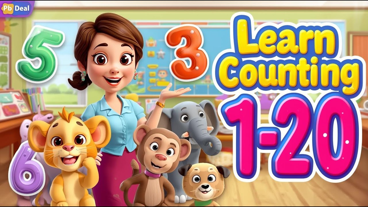 Learn Numbers 1 to 20 with Animals | Fun Counting Video for Kids | 3D ...