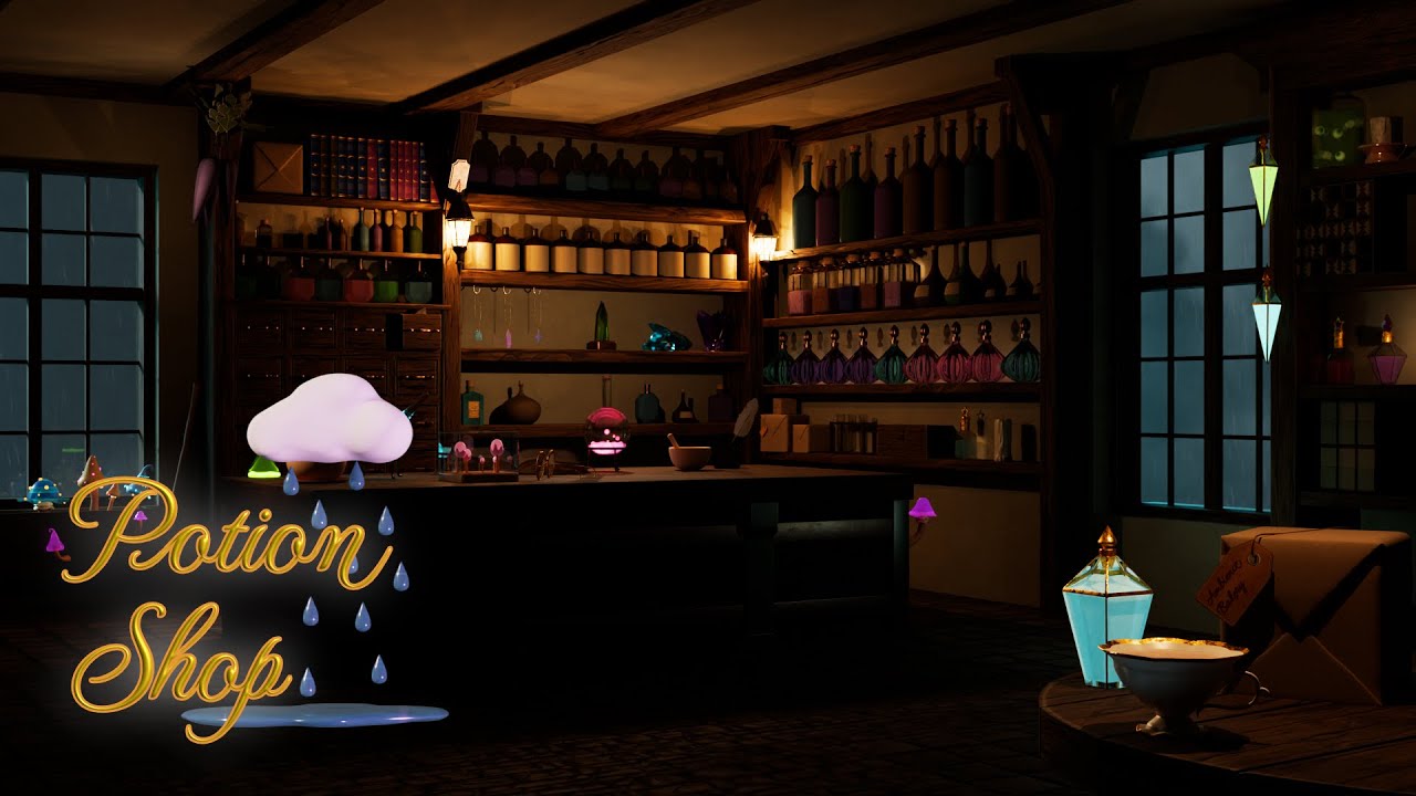 Rainy Potion Shop Ambience 🔮 Soothing Rain & Potion Sounds (No AI ...