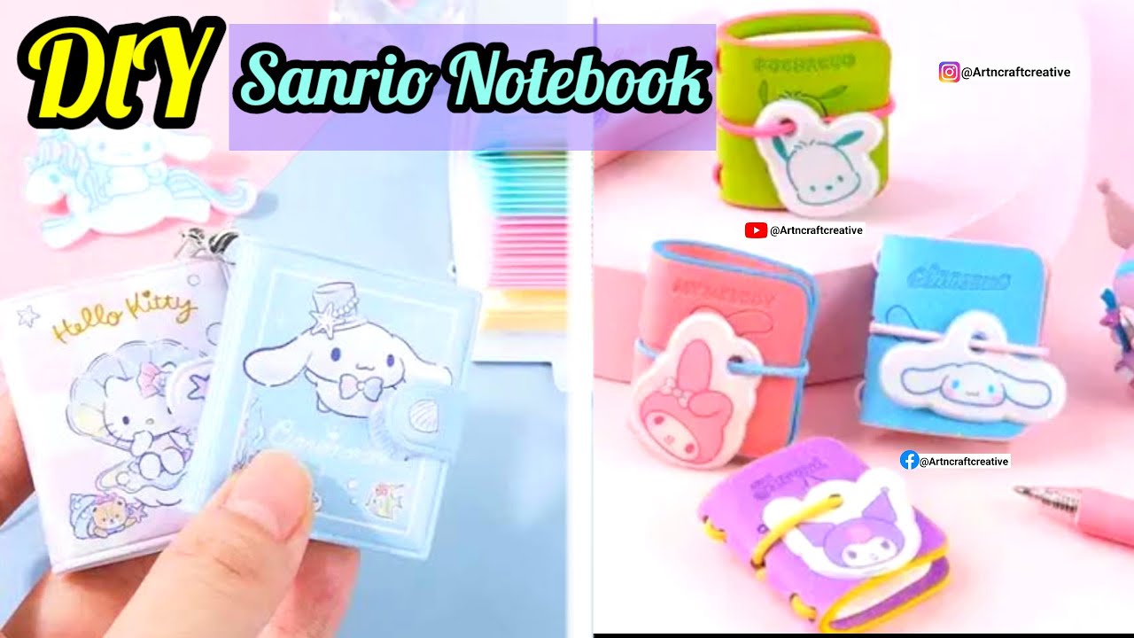 DlY Cute Sanrio Mini Notebook | How to make a sanrio notebook - YouTube