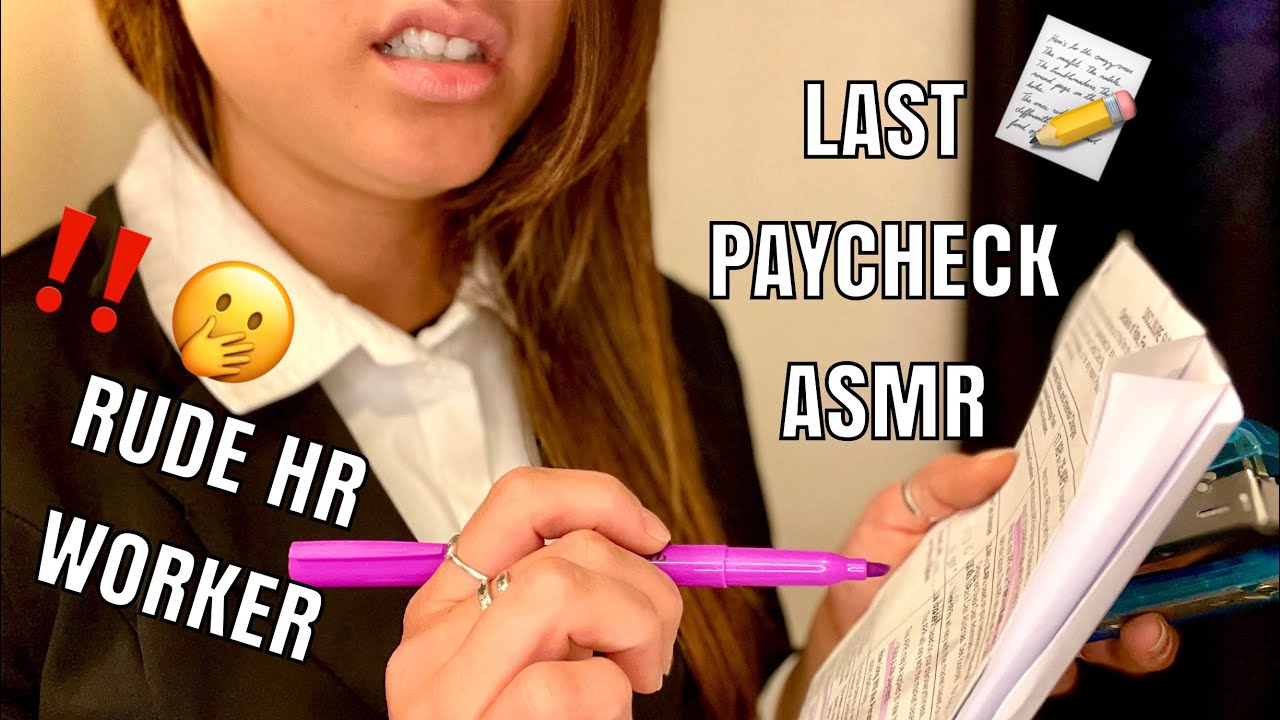 LAST PAYCHECK💰- Rude HR Roleplay-ASMR- Gum chewing- Office sounds - YouTube