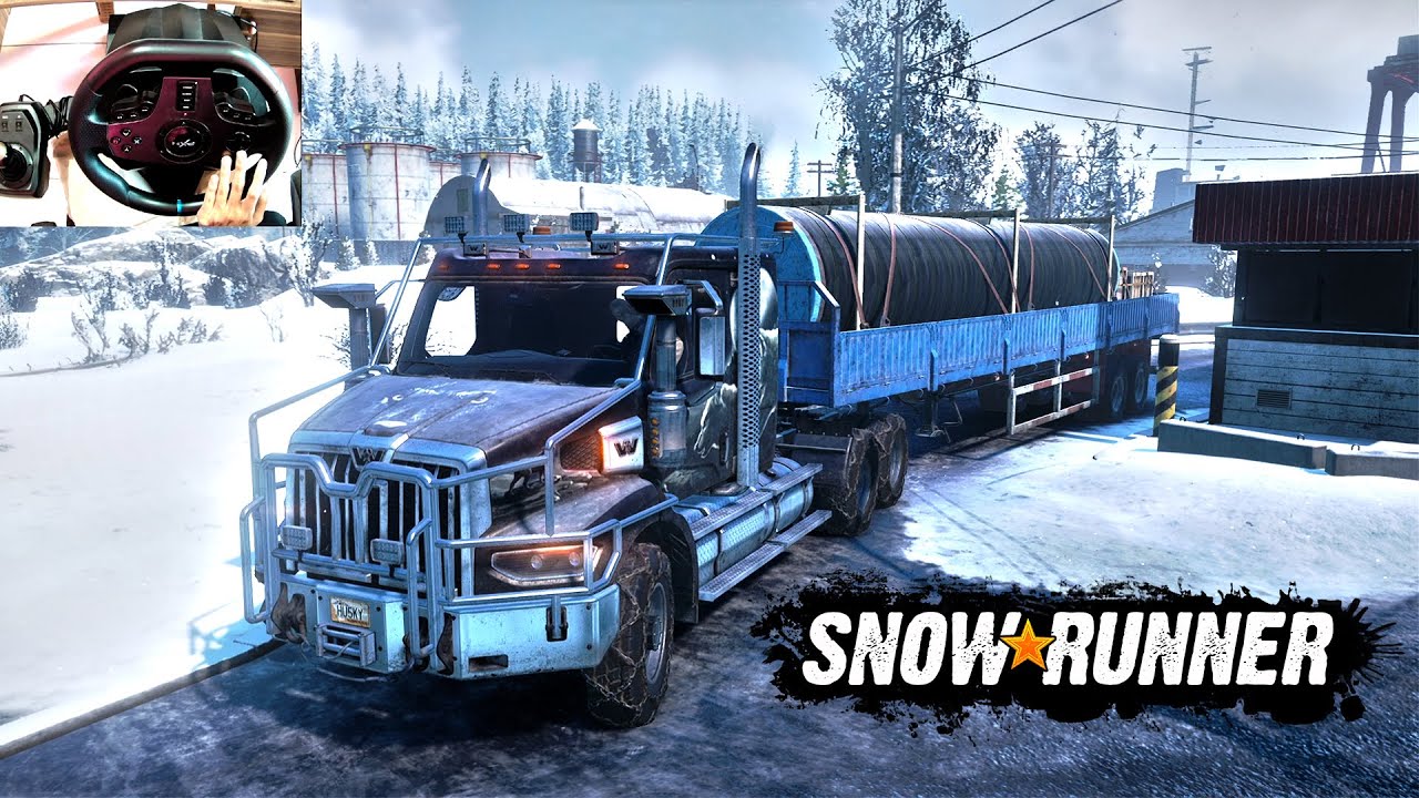 Truck Carrying Big Cargo in Snow of Alaska Forest - Snow Runner ...