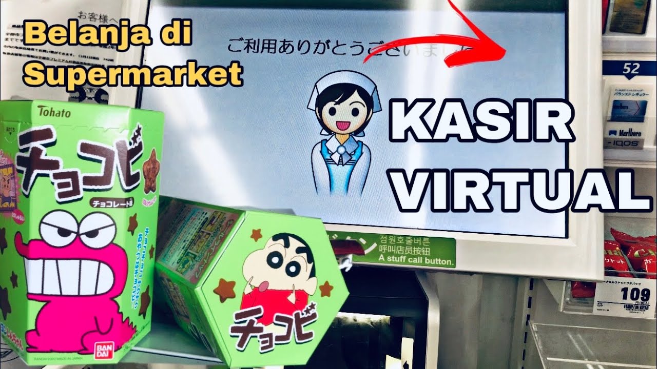 Beli snack CHOCOBI Sinchan, bayarnya di kasir yg dijaga Kartun! - YouTube