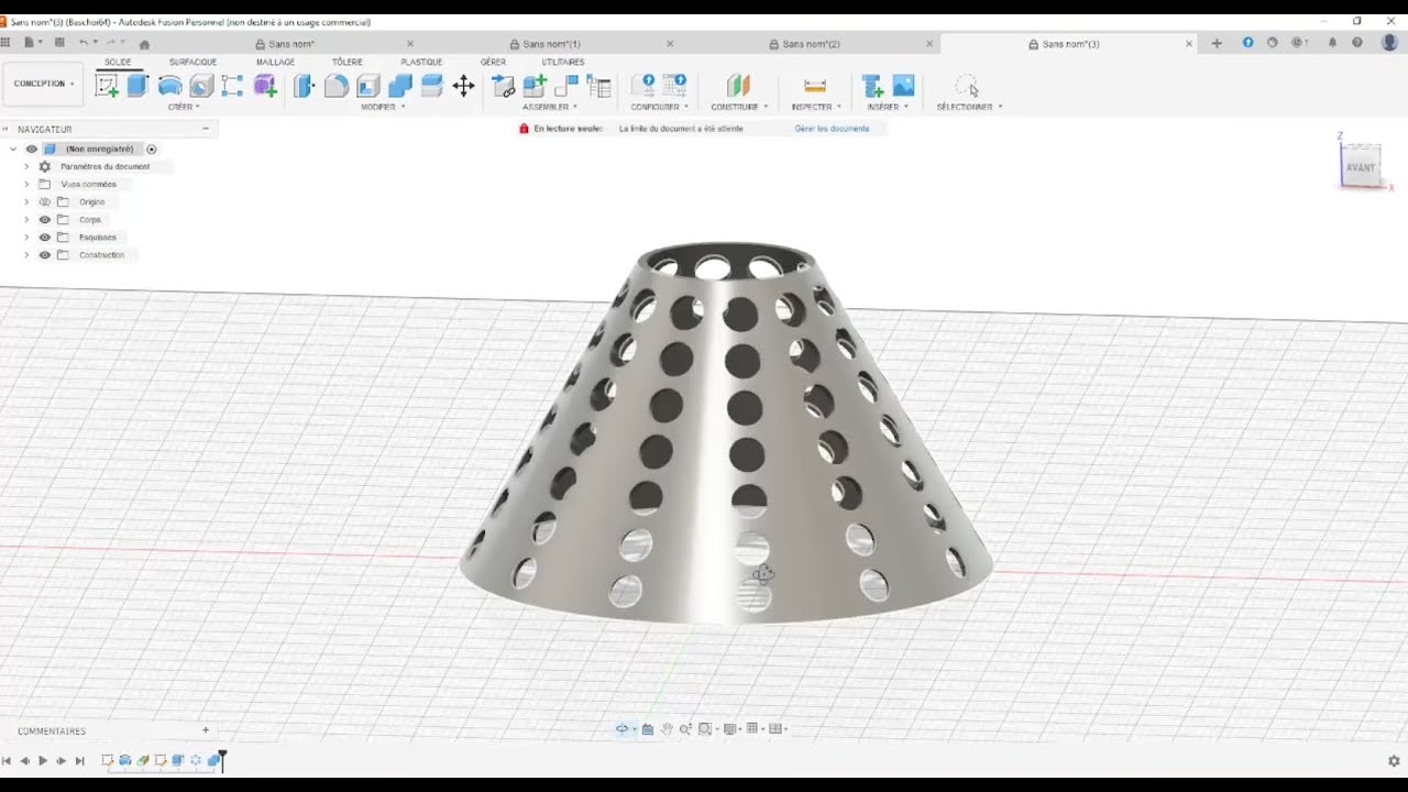 Fusion 360 Cone Troué - YouTube