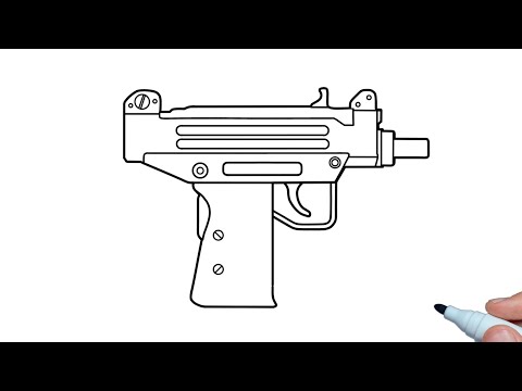 How to draw Uzi Gun easy step by step