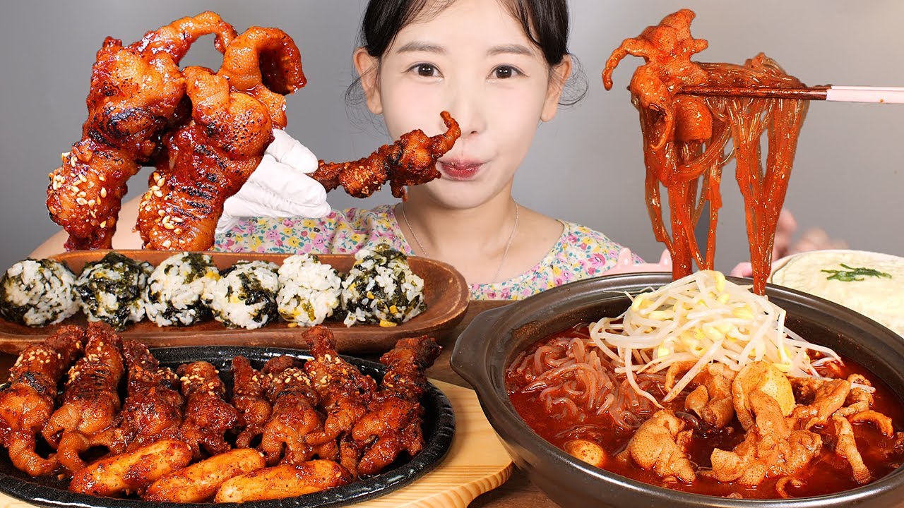 닭발라버려🐔👣 튤립닭발 국물닭발 주먹밥 계란찜 먹방 Spicy Chicken Feet (Spicy Dakbal) [eating show] mukbang korean food ...