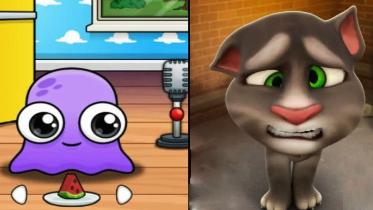 Moy 5 Virtual Pet VS My Talking Tom's funny reactions 🍏 Best mobile ...