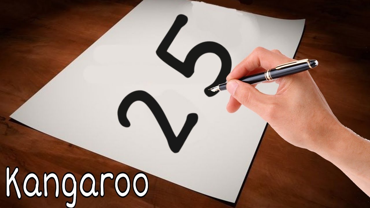 Very Easy ! How To Turn Number 25 Into A Cartoon Kangaroo ! Learn ...