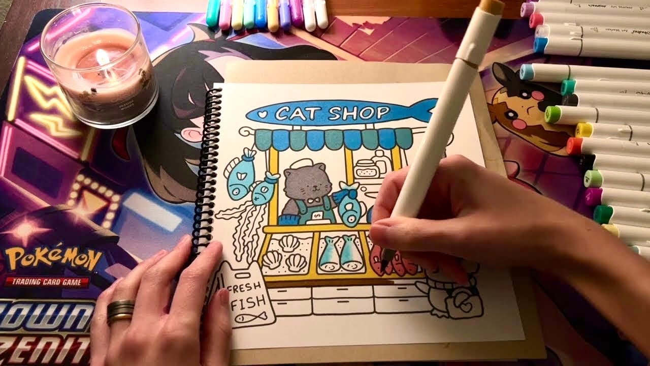 🐟Color with me! (Soft spoken conversation, marker sounds) ASMR - YouTube