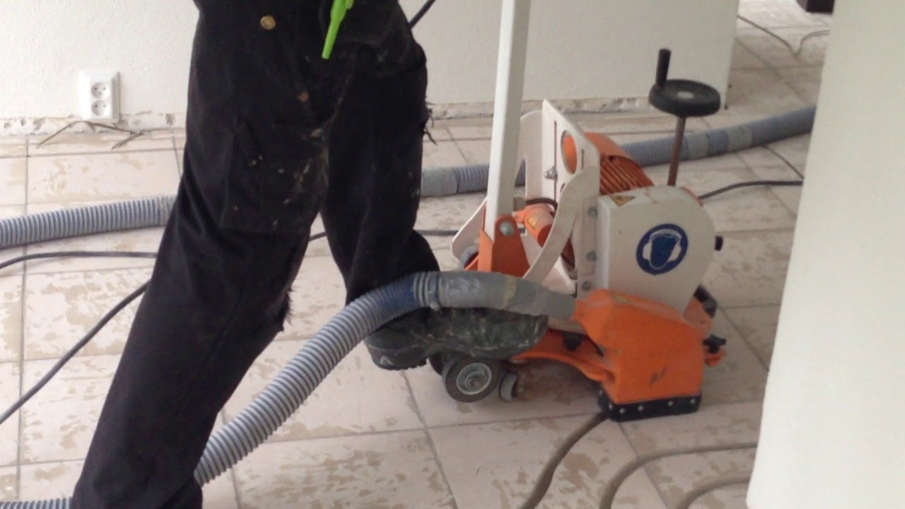Tiled floor - milling machine - YouTube